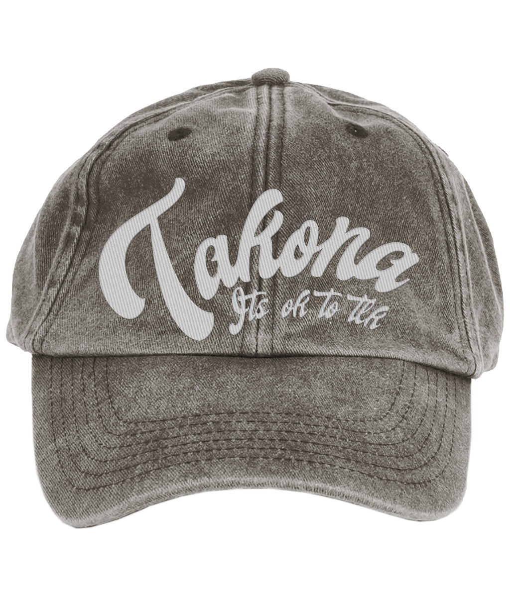 Takona Cursive Its Ok To Tlk Vintage Baseball Cap